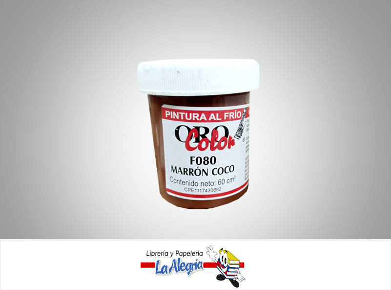 PINTURA AL FRIO 60CC F080 MARRON COCO MARCA ORO COLOR | Libreria La Alegria